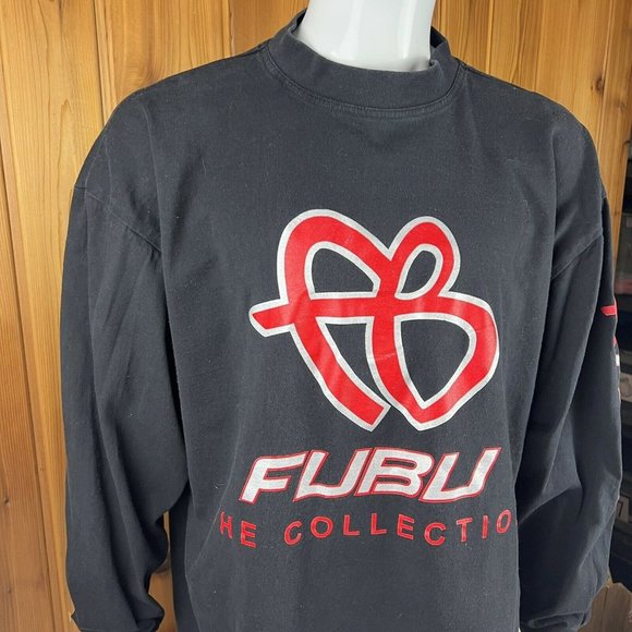FUBU | Shirts | Vtg Fubu Fb Logo Long Sleeve Spell Out Bigger T Shirt Crew Neck 2xl Black Red ...